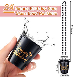 Sureio 24 Pack Shot Glass on Beaded Necklace Shot Glass Necklaces Plastic Shot Necklace Cups for Birthday Party Happy Wedding Festival Parade Favor (Black, White)