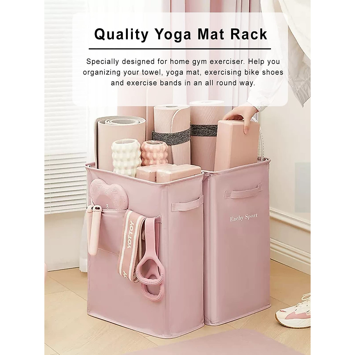 Home Gym Storage Rack Yoga Mat Holder, Dumbbells Kettlebells Foam Roller Storage Basket, Workout Equipment Storage Organizer, Women Men Workout (Size : M)