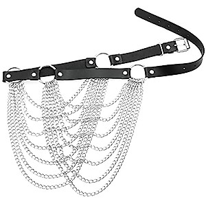 JOJO& LIN Punk Black Waist Chain Belt Leather Layered Belly Body Chains Rave Body Jewelry Accessories for Women and Girls Black
