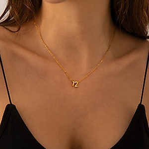 LOXUAKAM Number 11 Necklace for Women, 18K Gold Plated Charm Handmade Necklace Small Dainty Tiny Number Pendant Necklaces for Women Personalized Jewelry