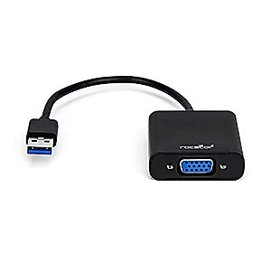 Rocstor Premium USB to VGA Adapter – USB 3.0 to VGA external USB Video Graphics Adapter for PC and Mac- Resolutions Up to 1920x1200 1080P- 1X USB 3.0 Type A Male, 1 X VGA Female – 6” - black - Compatible with PC or Mac USB Graphics Card Adapter
