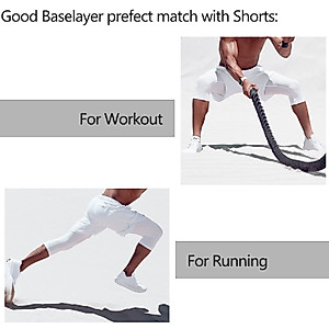 SS COLOR FISH Men Compression Pants Athletic Baselayer with Pockets Workout Legging Running Tights for Men M