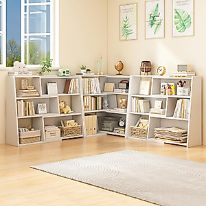 IOTXY Wooden Extendable Shelf Bookcase - 3-Tier Ladder Low Short Bookshelf for Small Space or Corner, White, S