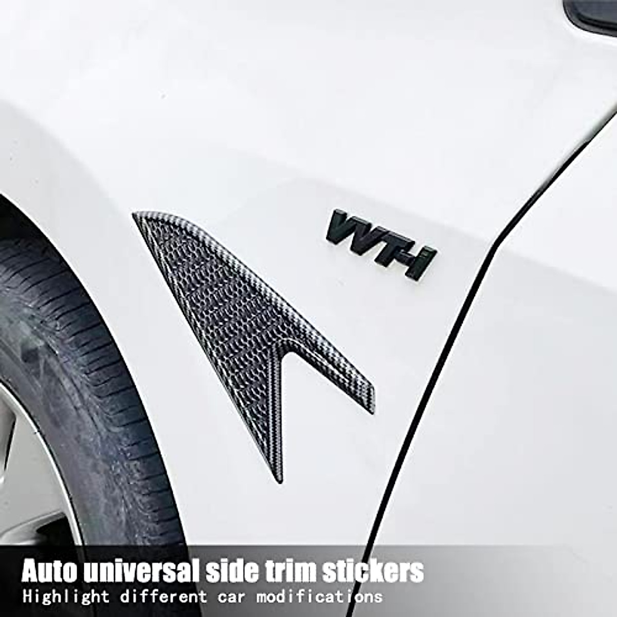 Jawmoy 2 PCS Car Fender Side Vents, Fender Decorative Stickers, Air Flow Intake Hole Grille Auto Exterior Accessories Universal Modification, Air Wing Vent Trim Cover (Carbon Fiber Black)