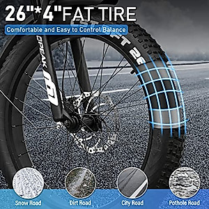 OPEAK Electric Bike for Adults Electric Mountain Bicycke with 750W High Speed Motor, 48V 12Ah Removeable Battery, E-Bike with 8 Speed Gear, 26'' x 4'' Fat Tire Suspension Fork (UNIK - White)