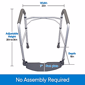 RMS Toilet Safety Frame & Rail - Folding & Portable Bathroom Toilet Safety Rails - Handrail Toilet Bars with Adjustable Height (White)