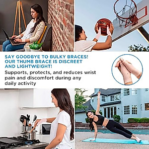 DropSky [4pcs] Gel Wrist Thumb Support Braces Soft Waterproof Breathable, Relief Pain Carpal Tunnel, Arthritis Thumb, Fits Both Hands, Lightweight, Therapy Rubber-Latex, Stabilizer Support (Nude)