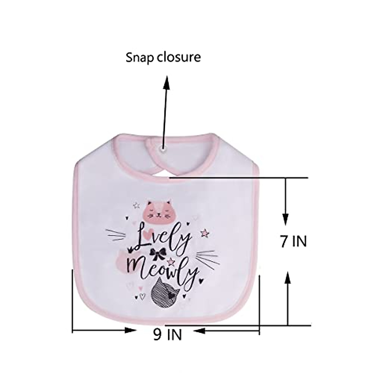 Maiwa 6 Pack Large Cotton Waterproof Baby Toddler bibs with Snaps for drooling teething eating girls 3-24 M