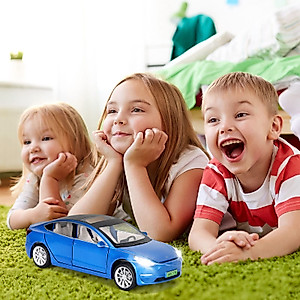 MYJJTYS Toy Car 1/32 Model 3 Metal Die Casting Pull Back Car for 3 4 5 6 7 Year Old boy Toy with Sound and Light,Blue