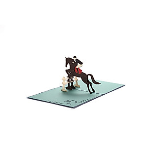 Liif Jumping Horse Equestrian 3D Greeting Pop Up Card, Happy Birthday, Congratulations, Graduation, Good Luck, Sports, Equestrian, Horse Lover