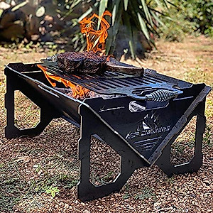 ASF All Seasons Feeders - EZ Pack Portable Firepit with Grill - Heavy Duty Travel BBQ Pit