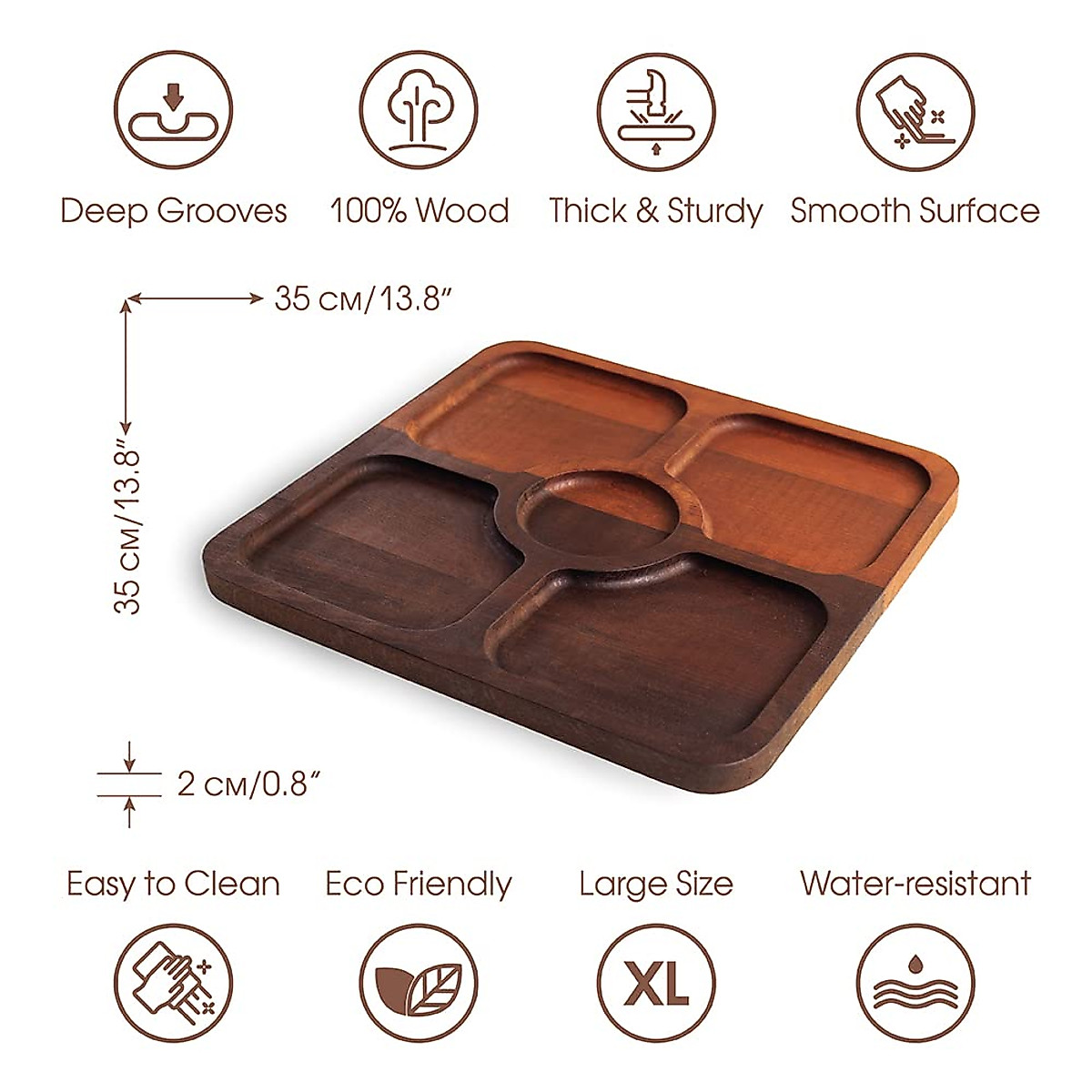 CG Home Heat-Treated Wooden Beech Large Cheese Board, Large Charcuterie Board Platter Unique Housewarming & Bridal Shower Gift Serving Solid Tray Sturdy & Durable