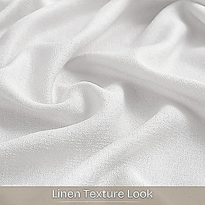 Anpark White Semi Sheer Curtains Linen Rod Pocket Curtains Tiebacks Included Semi Sheers, Privacy & Serenity for Bedroom, Soft Light for Relaxation - 52" W x 84" L, 2 Panels