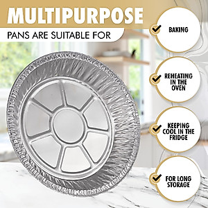 9" Pie Pans [50 Pack] - Heavy Duty Standard-Sized Disposable Aluminum Foil Pie Tins for Baking and Serving