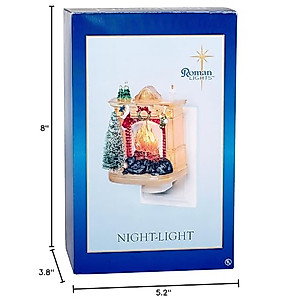 Sleeping Winter Bear by Fireplace 6 x 4 Inch Plastic Swivel Base Wall Plug In Night Light