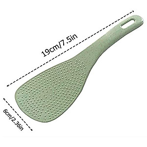 Rice Paddle Spatula Tableware Food Serving Spoons No Scratch Rice Cooker Scoop Solid Color Wheat Straw Eco-friendly Kitchen Utensil - 3 Pack