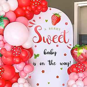 Strawberry Baby Shower Decorations Sign for Backdrop Berry Baby Gender Party Decal A Berry Sweet Baby is On The Way Decor Balloon Arch Decal Baby Girl Party Welcome Sign Newborn Pregnancy Party Supply