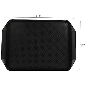 Vababa Black Plastic Fast Food Serving Trays, 4-Pack, 16.8-INCH x 12-INCH