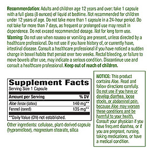 Nature's Way Aloe Latex with Fennel, for Occasional Constipation*, Non-GMO Project Verified, Vegan, 100 Capsules