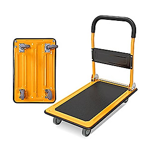 Platform Hand Truck Foldable Platform Truck Thicken Metal Chassis Push Dolly with 4 Wheels for Home Office Transport Hand Truck with Folding Handle Push Dolly for Loading (Color : Green) (Bl