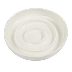 SLSON Cat Slow Feeder Bowl,Ceramic Slow Feed Cat Bowls Heavy and Shallow Wisker Stress-Free Pets Dish for Kittens Small Pets Wet Food,White