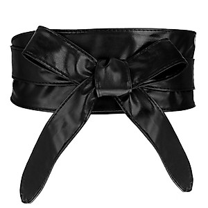 Bewudy Women Obi Belt for Women Fashion, PU Leather Wrap Wide Cinch Belt for Dress, Waistband Waist Corset Belt for Ladies (L: Fits Waist 38"-44")