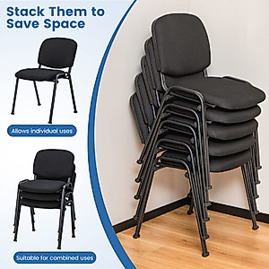 Byroce 4Pcs Conference Chair, Modern Stackable Chairs with Ergonomic Lumbar Support & Comfort Seat Back Sponge Cushion, Reception Side Chair with Sturdy Steel Frame, Black (4)