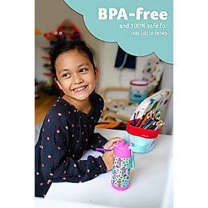 Jarlson® Mali Children's Water Bottle, Thermal Stainless Steel Water Bottle, BPA-Free, Leak-Proof, Children's Bottle with Chug Lid, Bottle for School, Nursery (Mermaid, 350 ml)