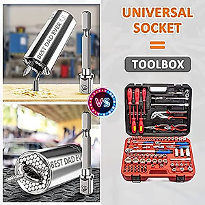 YOMERTO Stocking Stuffers for Men Dad Christmas Gifts Universal Socket Tools Sets, Gifts for Dad Men BEST DAD EVER for Father Grandpa Birthday Gifts from Daughter Son Wife Kids, Multitools 7-19mm
