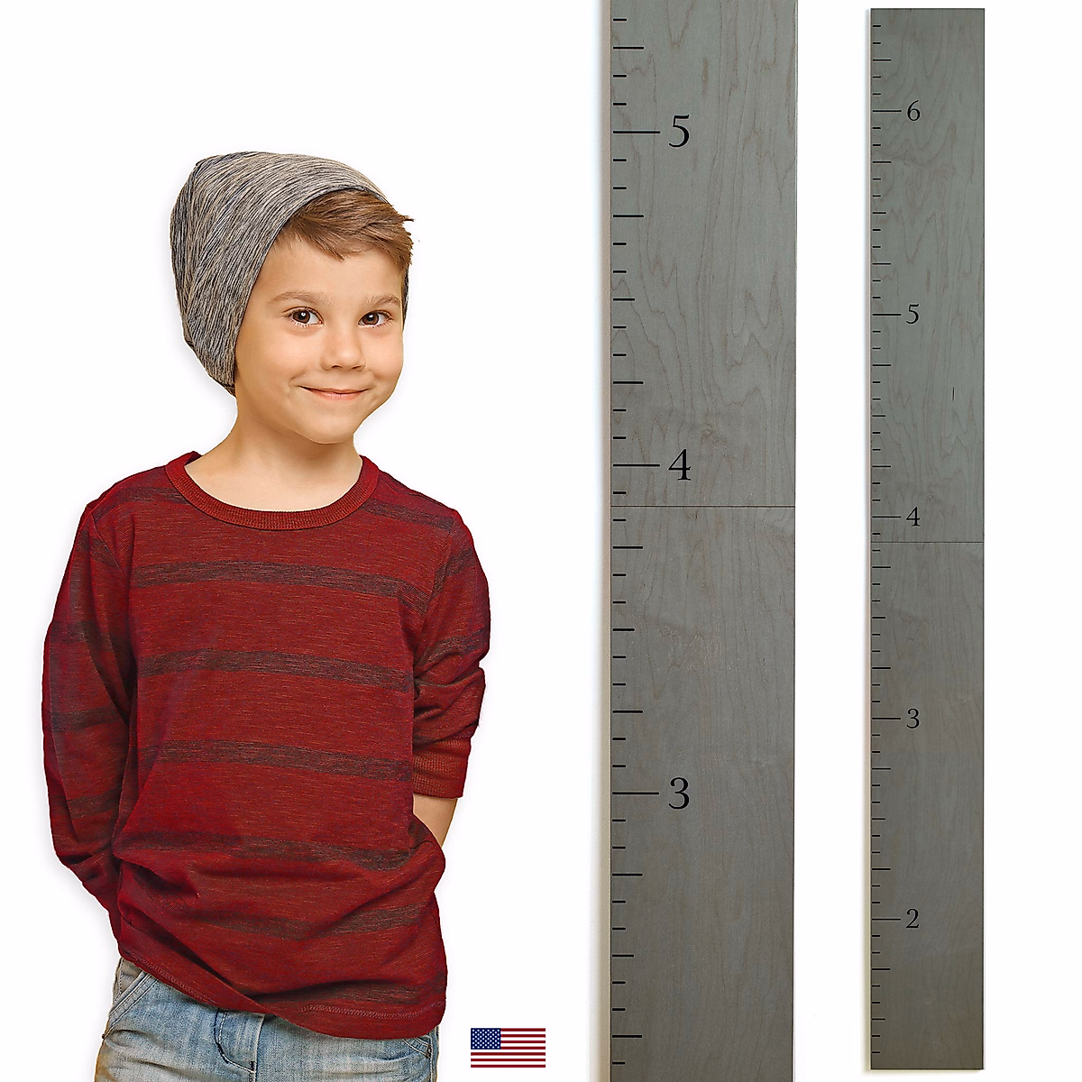 Headwaters Studio Wood Growth Chart for Wall - Growth Chart Wood Growth Chart for Kids Wooden Ruler Growth Chart Child Height Wall Chart Grow Chart for Wall Kids Wall Ruler Height Chart-Modern Gray