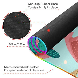 Large RGB Gaming Mouse Pad Pattern Turtles Sea Stars Corals Wallpapers Glowing Extended Mousepad 35.4x15.7in, Soft Anti-Slip Rubber Base Luminous Mouse Mat for Pc Laptop, Gaming, Office, Home