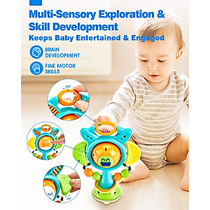 High Chair Toys Sunflower Suction Cup Baby Toys 6-12 Months+ with Light, Sound