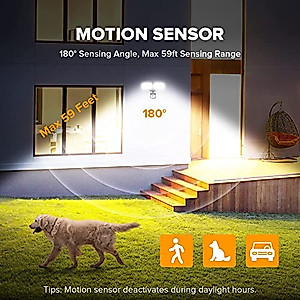 LUTEC 32W 3000 Lumen LED Motion Activated Integrated Dual-Head Floodlight Outdoor with Motion Sensor, 5000K Daylight, Dusk to Dawn, Exterior Security Wall Light for Patio, Garden, Yard-Black