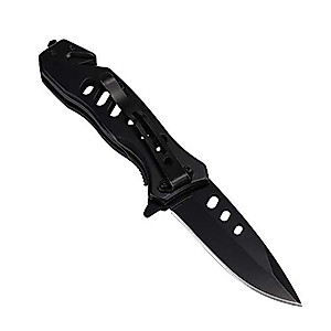 ALBATROSS FK003-H EDC Multifunction Folding Pocket Knife,Spring Assisted Opening Knives with Liner Lock,Pocket clip,Glass Harmer,Seatbelt Cutter, 9-holes