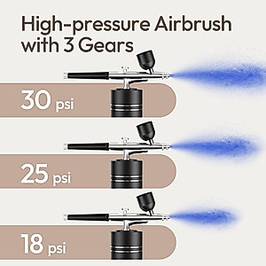 Airbrush Kit with Compressor 30PSI Portable Airbrush Gun Rechargeable Handheld Cordless Air Brush for Nails Art, Painting, Cake Decor, Cookie, Mode, Makeup, Barber (Black)