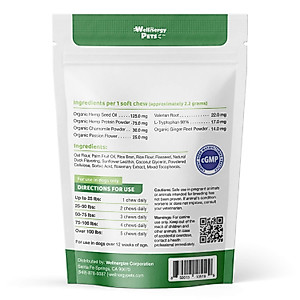 Wellnergy Natural Calming Chews for Dogs – Natural Organic Supplement- for Dogs with Stress, Separation Anxiety and Hyperactivity - 40ct Travel Pk