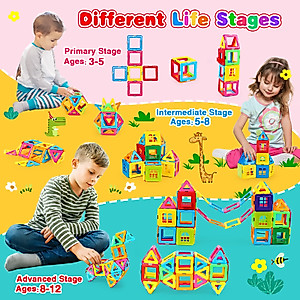 KIDCHEER Magnet Toys for 3+ Year Old Boys and Girls Magnetic Tiles STEM Gifts Building Toys for Toddlers