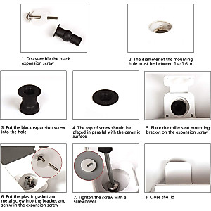 SelfTek 4 Pack Hinge Bolt Screws Toilet Seat Fixings Fix Expanding Rubber Top Nuts Screws Mount Seat Hardware Replacement Parts Kit