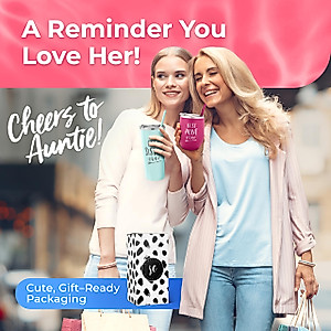 Best Aunt Ever Stainless Steel Personalized Wine Tumbler - Insulated Cup with Cute Design - Slide Close Lid with Straw - For Pregnancy Announcements, Valentine's Day, Best Aunt Ever Gifts