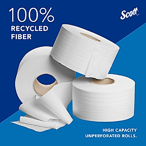 Scott Essential Jumbo Roll JR. Commercial Toilet Paper (67805), 100% Recycled Fiber, 2-PLY, White, 12 Rolls / Case, 1000' / Roll