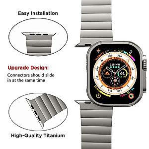 LULULOOK Band for Apple Watch Ultra/Ultra2, Titanium Band for iWatch 49MM [DLC-Scratch Resistant Process]- Titanium Color for Big Wrist