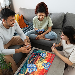 Playmat for OCG, Game Play Mat for TCG CCG 24 x 14 inch with Non-Slip Rubber Base and Stitched for Board Games and Table Magic, Orange Waves