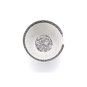 Hagary Dragon Ramen Bowl with Chopsticks Ceramic Bowl Stainless Steel Chopsticks Japanese Style Udon Miso Noodle Soup Bowls Housewarming Wedding Gifts Designed in Korea (Black, 20oz)