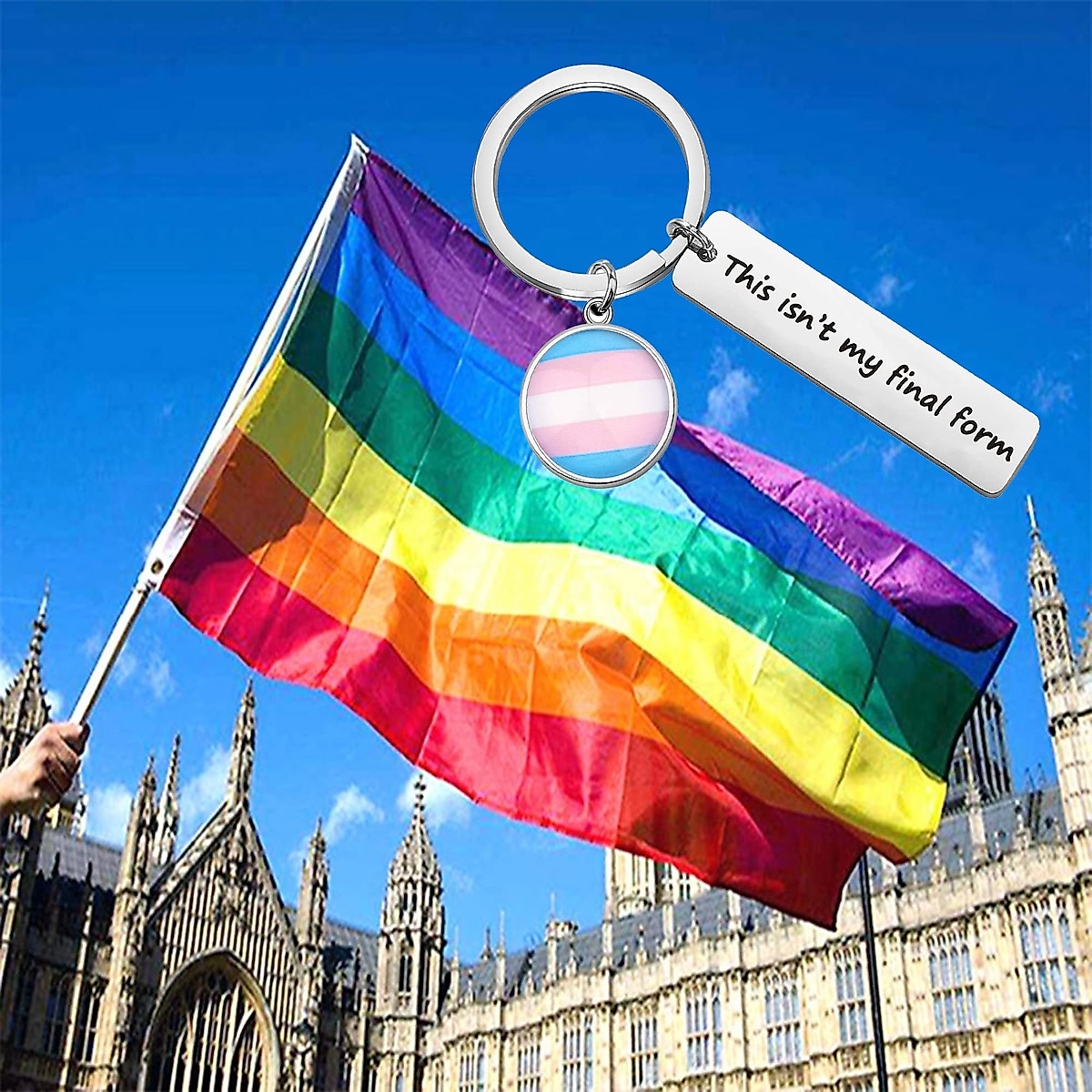 BAUNA LGBTQ Transgender Pride Key Chain Trans Flag Gift This Isn’t My Final Form Gay Pride Jewelry Gift (Transgender Keychain)