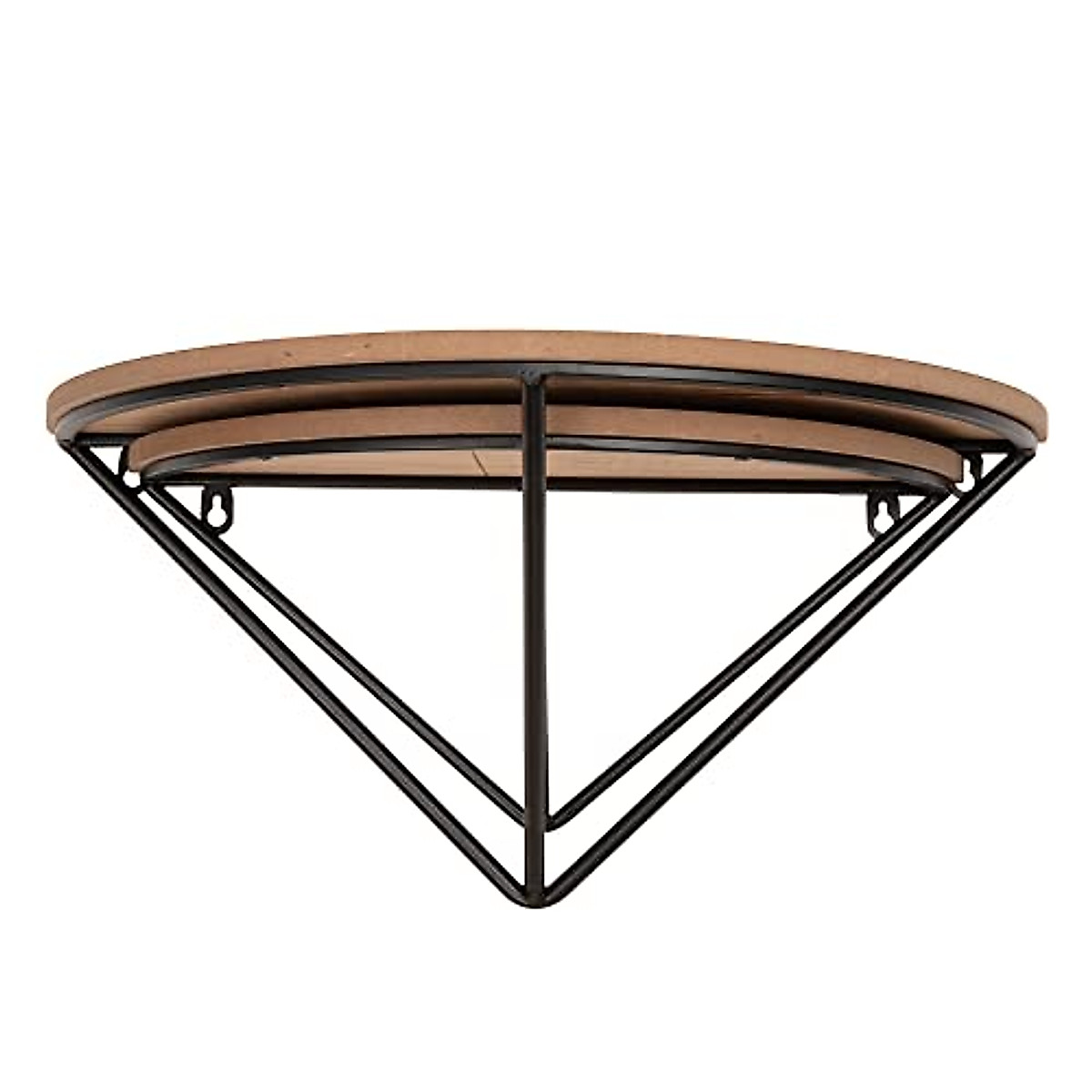 glitzhome 2 Set Half Round Floating Shelves, Wall Mounted Rustic Wood Wall Storage Shelves Organizer Decor for Indoor