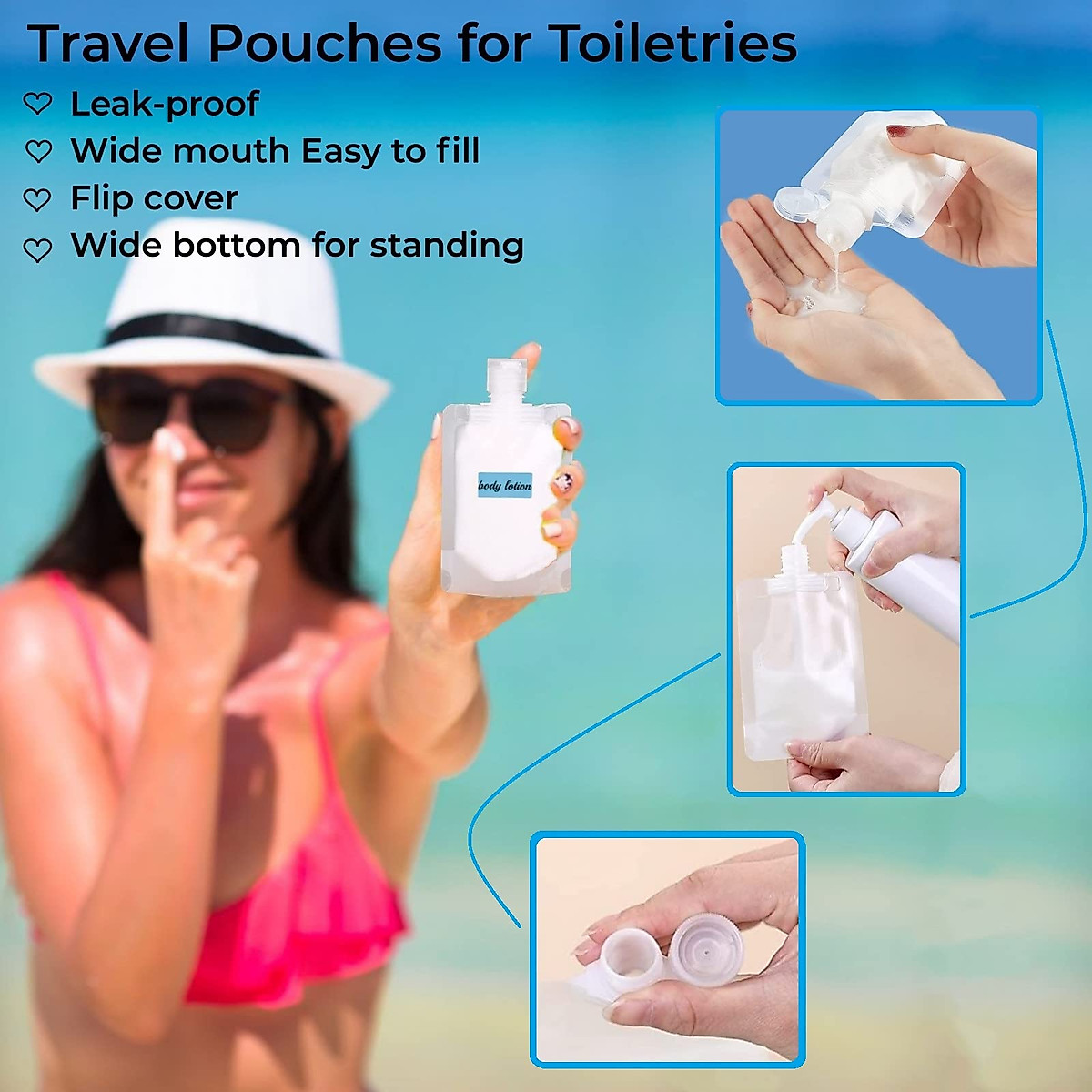 Gpurplebud Travel Pouches for Toiletries - 26 Pack TSA Approved Portable Fluid Packing Bags with Labels Refillable Squeeze Pouches Travel Accessories for Shampoo Conditioner Lotion Soap Liquids (Pink)