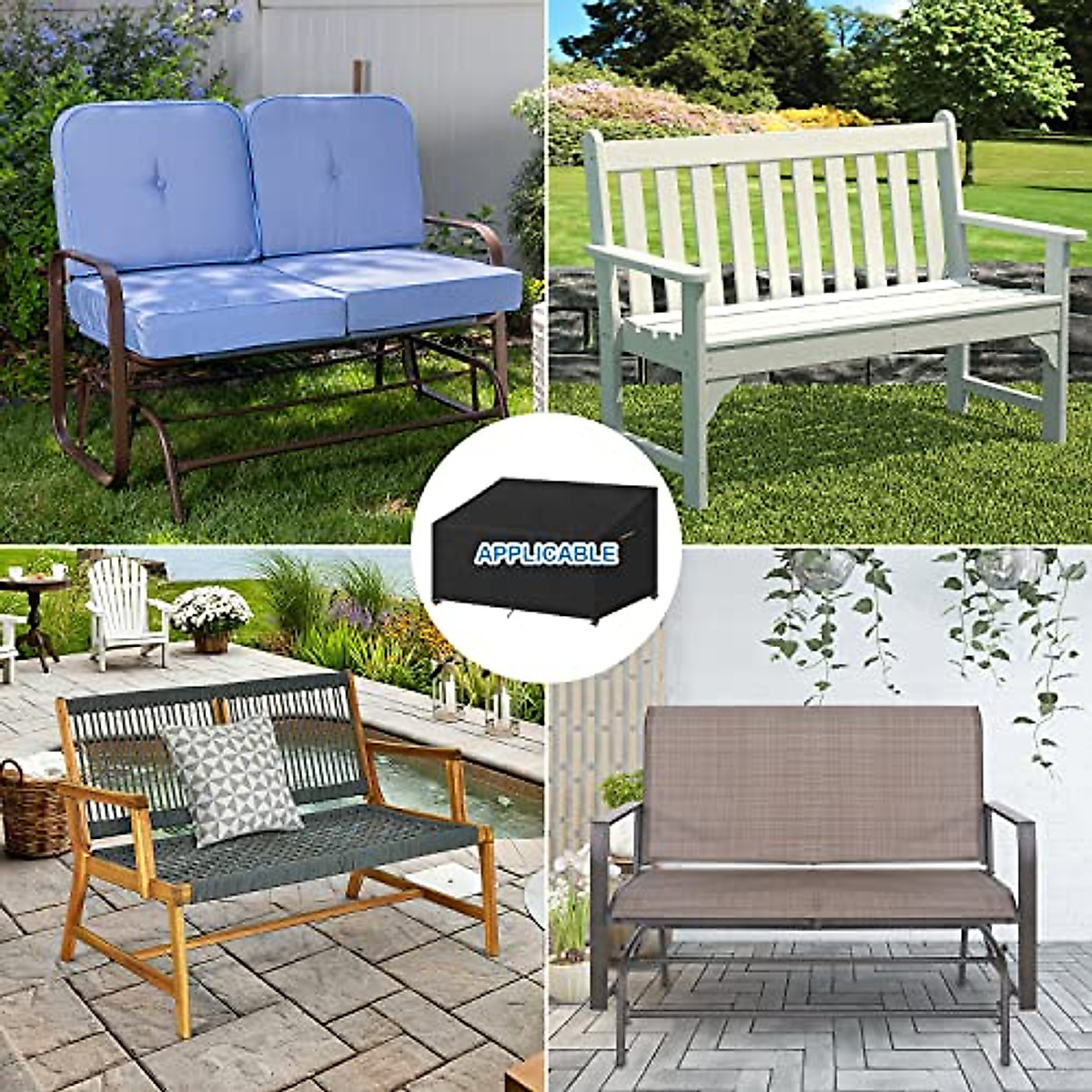 VANSHEIM Outdoor Loveseat Covers Waterproof Patio Couch Covers for Outdoor Furniture Patio Couch Cover Outdoor Sofa Covers for Patio Furniture Heavy Duty Polyester Outdoor Bench Cover 63"x39"x24"/35"