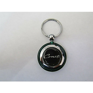 COMET SCRIPT ROUND PLASTIC KEYCHAIN - GREEN