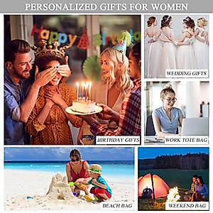 BeeGreen Thank You Gifts Cool Gifts for Women over 50 Moms Fun Gifts for Her Bride To Be Personalized large Canvas Tote Bag for Women Embroidery Monogrammed Gifts for Ladies Hostess R