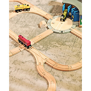 SainSmart Jr. Wooden Train Track 24pcs, Track Expansion Compatible with All Major Brands Toddler Railway Toy Train Set Boys Train Set 3+